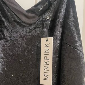 MINKPINK | Tops | Nwt Mink Pink Shimmer Black Tank | Poshmark